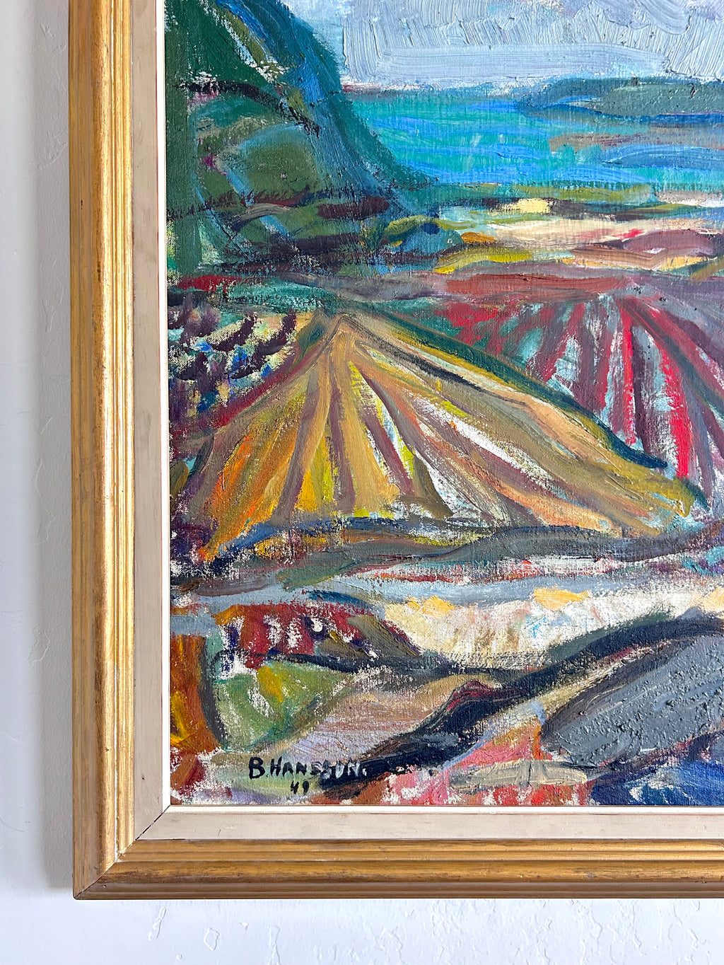 MCM coastal landscape 28" x 28" – Loom + Kiln